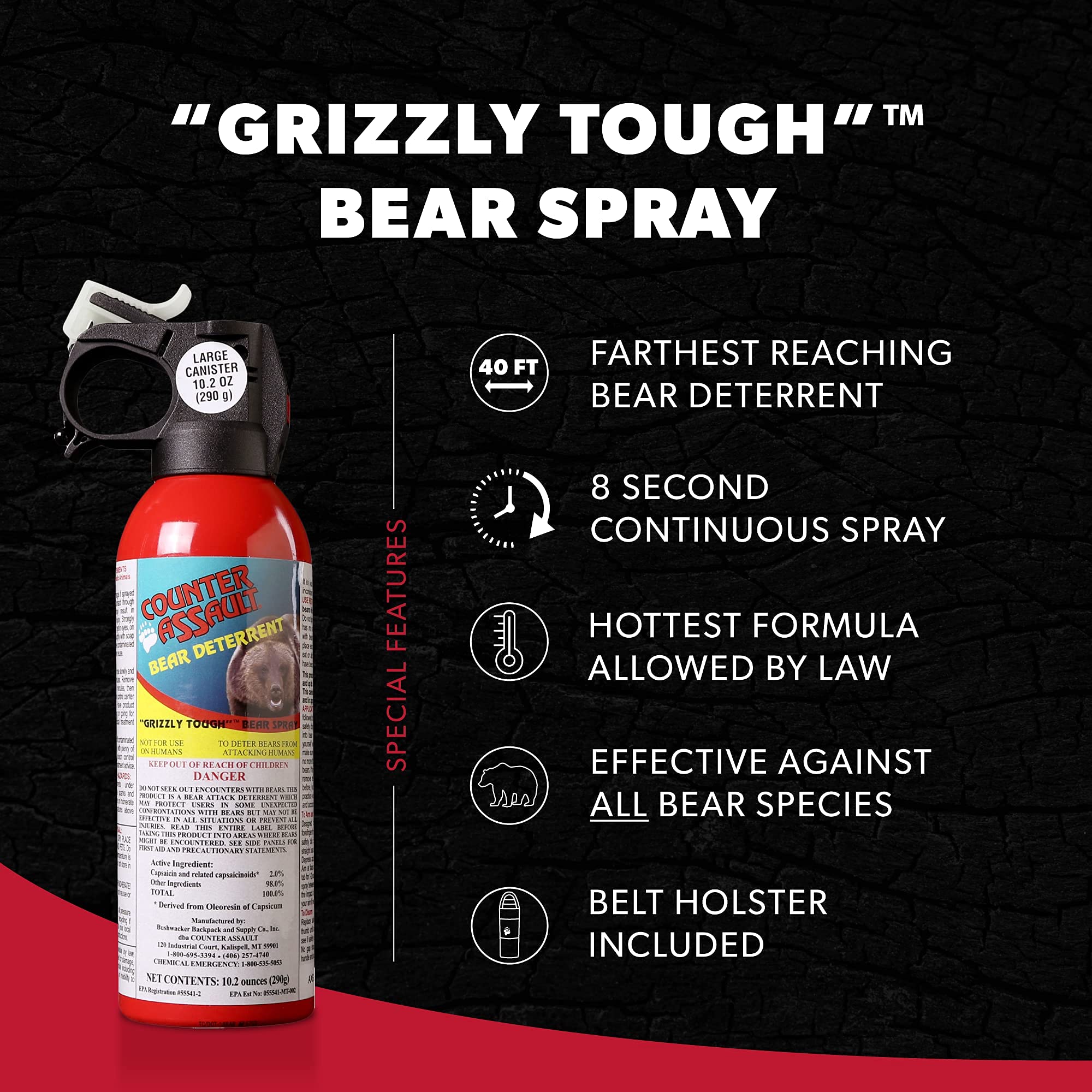 Counter Assault Bear Spray with Holster - 10.2 Oz