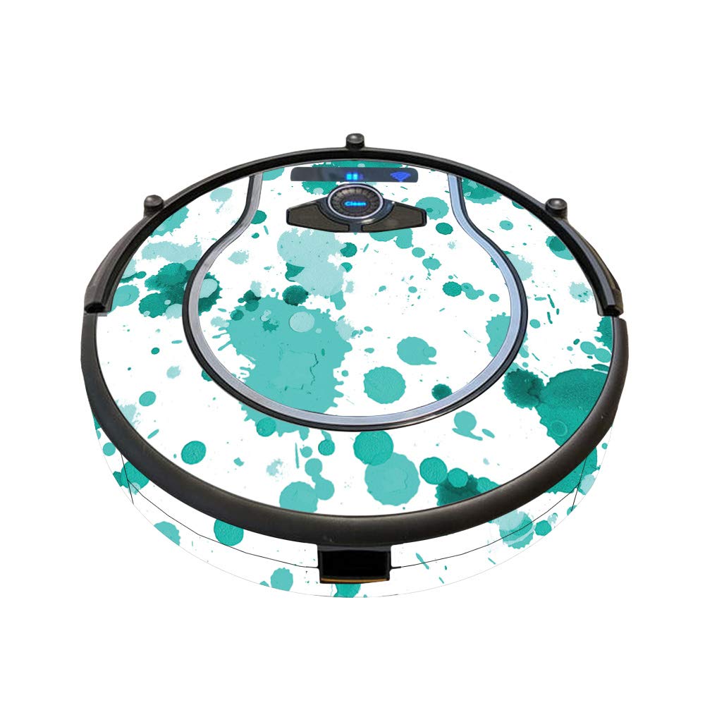 MightySkins Skin Compatible with Shark Ion Robot 750 Vacuum Minimal Coverage - Teal Splatter | Protective, Durable, and Unique Vinyl wrap Cover | Easy to Apply, Remove | Made in The USA