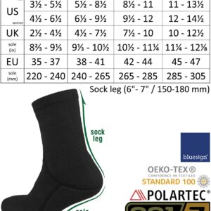 281Z Hiking Warm 6 inch Liners Boot Socks - Military Tactical Outdoor Sport - Polartec Fleece Winter Socks (Medium, Black)