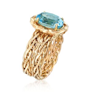 Ross-Simons 4.20 Carat Sky Blue Topaz Woven Ring in 14kt Yellow Gold. Size 9