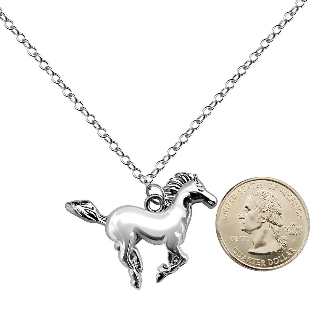 BANCHELLE Horse Pendant Horse Necklaces with Pouch Silver