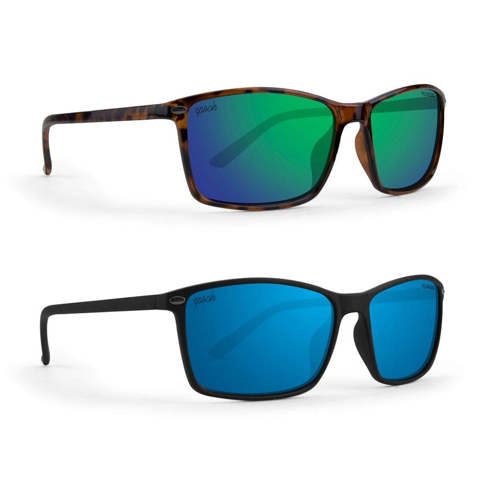 Epoch Eyewear Murphy Golf Sport Sunglasses 2 Pair Tortoise w/Polarized Green Mirror & Black w/Polarized Blue Mirror Lens