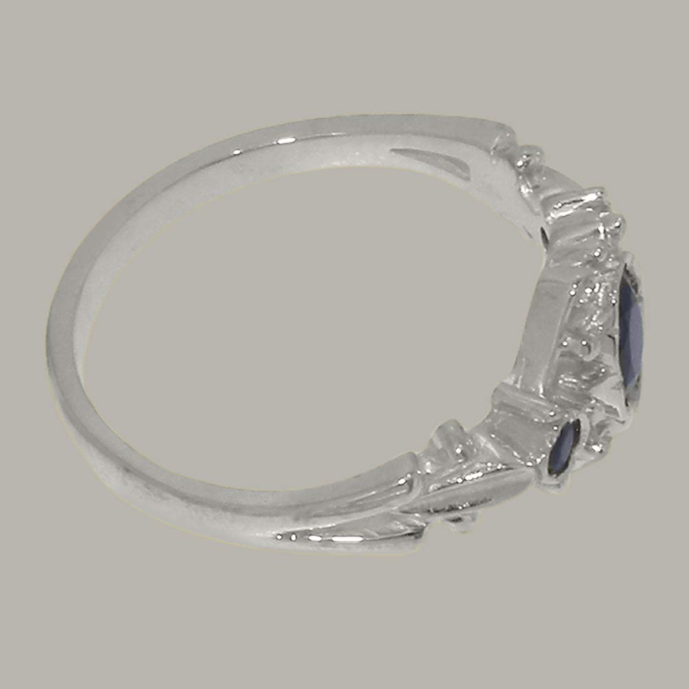 925 Sterling Silver Natural Sapphire Womens Trilogy Ring - Size 11.25