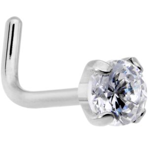 body candy 20g 6mm womens grade 23 titanium 3mm clear accent l shaped nose ring nose stud body jewelry 1/4"