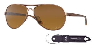 oakley feedback oo4079 407914 59m rose gold/brown gradient polarized sunglasses for women + bundle accessory leash + bundle with designer iwear eyewear kit