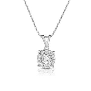 natalia drake miracle halo 1/4 cttw diamond necklace for women in rhodium plated 925 sterling silver color i-j/clarity i2-i3