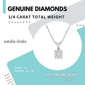 NATALIA DRAKE Miracle Halo 1/4 Cttw Diamond Necklace for Women in Rhodium Plated 925 Sterling Silver Color I-J/Clarity I2-I3