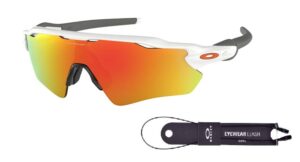 oakley radar ev path oo9208 920816 38m polished white/fire iridium sunglasses for men+bundle with oakley accessory leash kit