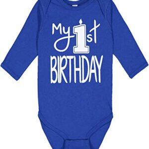 Reaxion Handmade Cute Baby Boy My 1st Birthday First Party Outfit Bodysuits (12 Months, Candle White Royal LS)