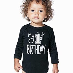 Reaxion Handmade Cute Baby Boy My 1st Birthday First Party Outfit Bodysuits (12 Months, Candle White Royal LS)