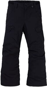 burton boys' exile cargo snow pant, true black w20, medium