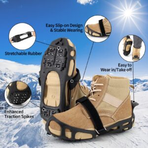 Xproutdoor Crampons Ice Cleats Snow Grips, Anti-Slip Traction Lightweight Portable for Walking on Snow & Ice, Easy Step-in for Shoes/Boots