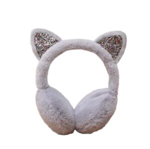 women's winter warm cat ear muffs cute catear earmuff for girls (gray)