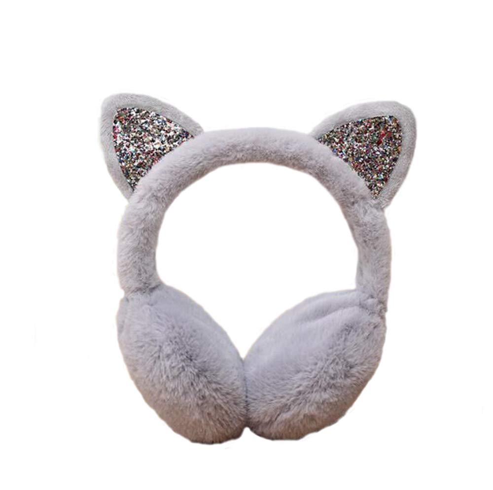 Women's Winter Warm Cat Ear Muffs Cute CatEar Earmuff for Girls (Gray)