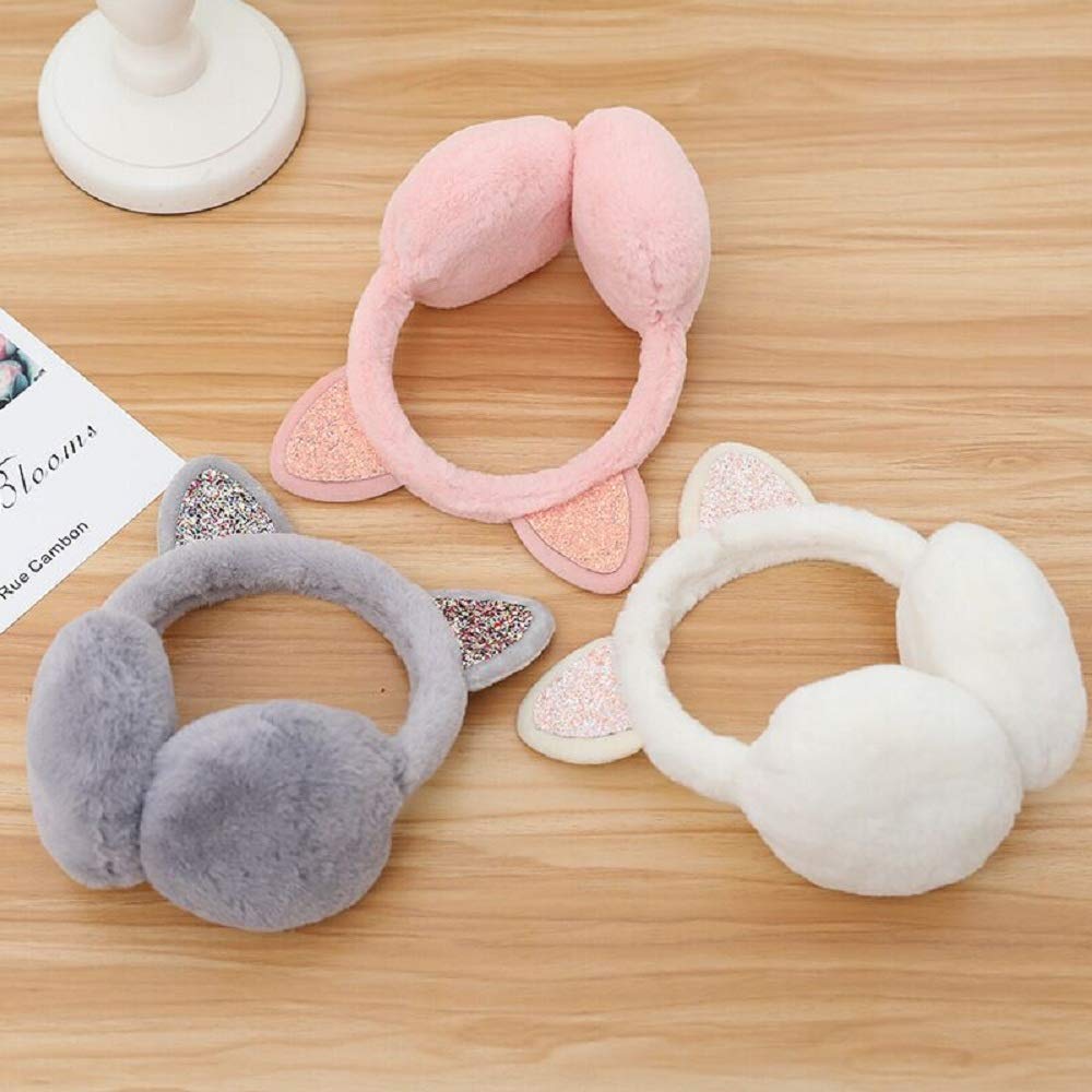 Women's Winter Warm Cat Ear Muffs Cute CatEar Earmuff for Girls (Gray)