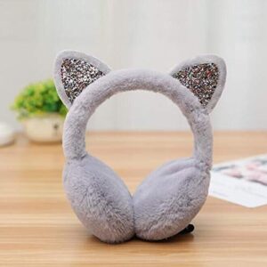 Women's Winter Warm Cat Ear Muffs Cute CatEar Earmuff for Girls (Gray)