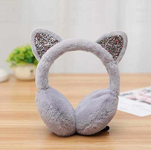 Women's Winter Warm Cat Ear Muffs Cute CatEar Earmuff for Girls (Gray)