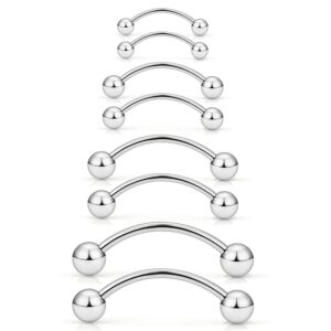 ocptiy 20g eyebrow rook ring piercing jewelry stainless surgical steel snake eye frog tongue verticl lip labret ring curved barbell belly button navel daith earring piercing jewelry women men silver