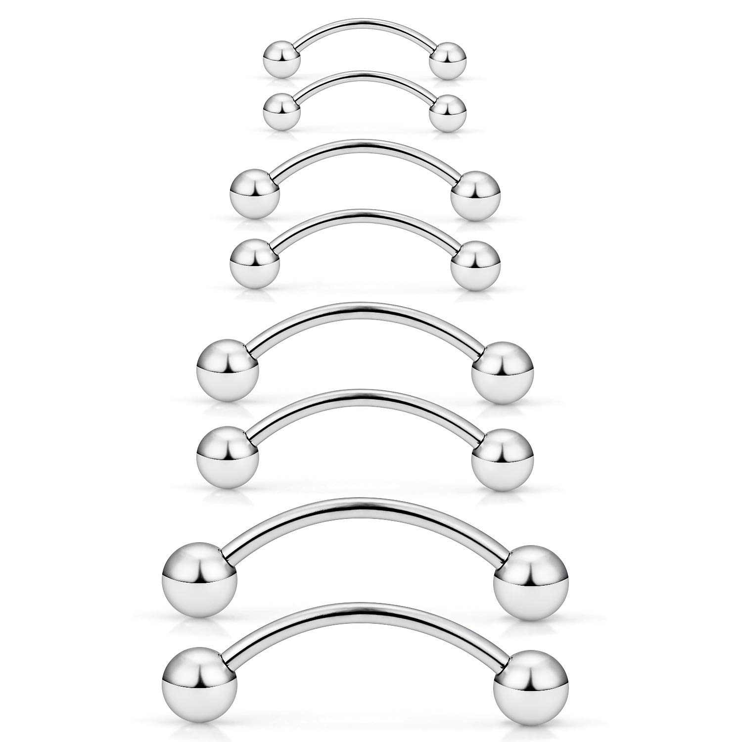 Ocptiy 20G Eyebrow Rook Ring Piercing Jewelry Stainless Surgical Steel Snake Eye Frog Tongue Verticl Lip Labret Ring Curved Barbell Belly Button Navel Daith Earring Piercing Jewelry Women Men Silver