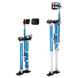 zehuoge blue drywall stilts 24"-40" with knee pads protection, adjustable aluminum tool stilt for painting taping or cleaning (blue 24" - 40")