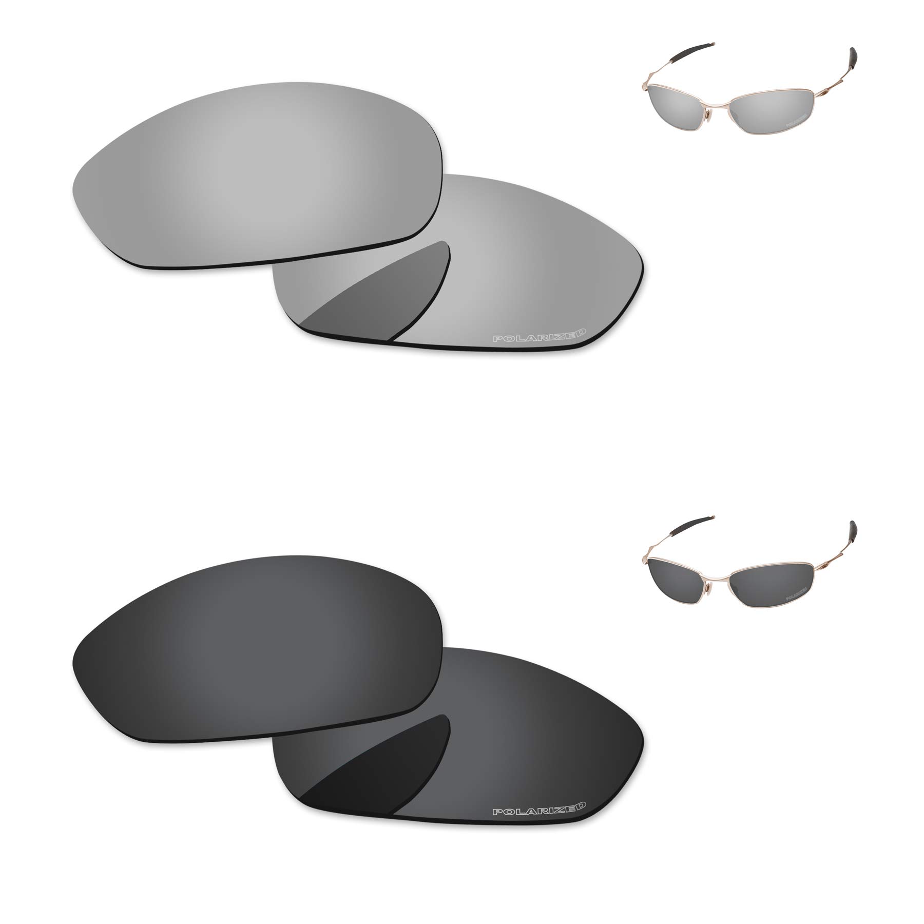 PapaViva Lenses Replacement for Oakley Whisker Black Grey & Chrome Silver