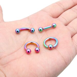 Ocptiy 8G Septum Rings Gauges Tunnel Plug Earrrings stretching kit Large Septum Nose pincher Pa Nipple Lip Tongue Ring Hoop Stainless Surgical Steel Cartilage Helix Earring Piercing Jewerly Women Men