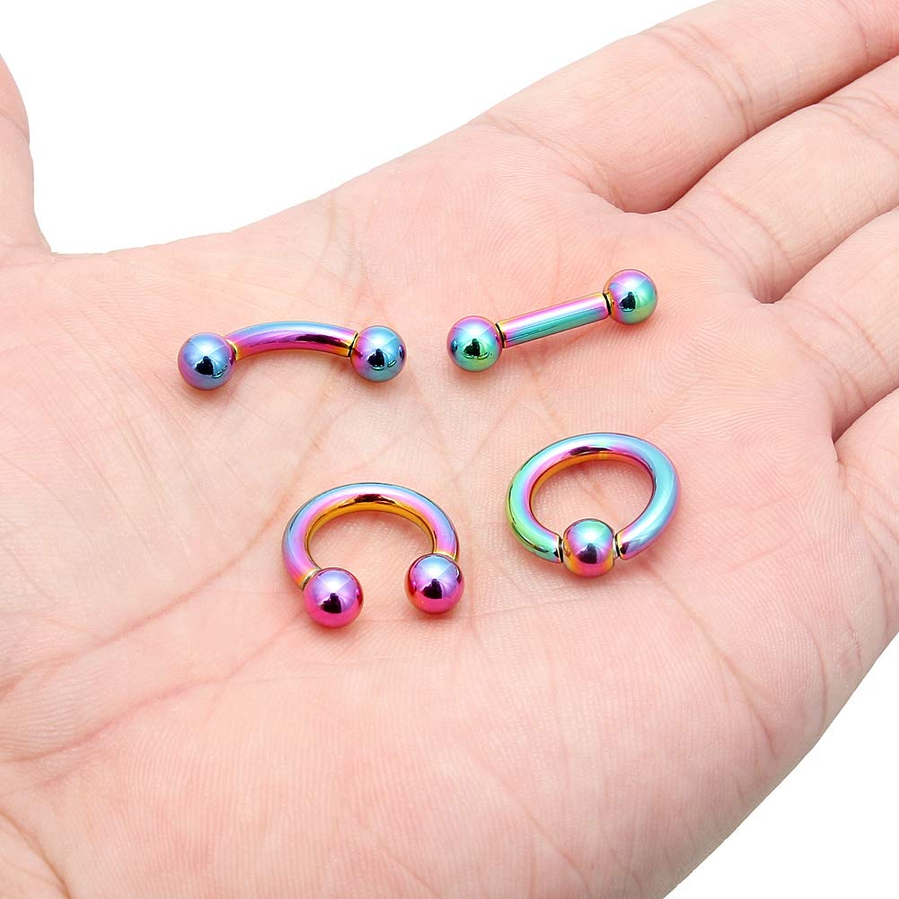 Ocptiy 8G Septum Rings Gauges Tunnel Plug Earrrings stretching kit Large Septum Nose pincher Pa Nipple Lip Tongue Ring Hoop Stainless Surgical Steel Cartilage Helix Earring Piercing Jewerly Women Men