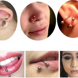 Ocptiy 16G Lip Ring Hoop Piercing Jewelry for Women 16 Gauge Stainless Surgical Steel Spiral Twist Eyebrow Septum Nose Ring Cartilage Tragus Helix Rook Daith Earring Hoop Piercing Jewelry Set Men 8mm