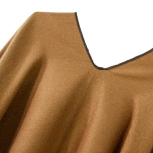 Women's Color Block Reversible Wrap Shawl Poncho Cape (Black 2)