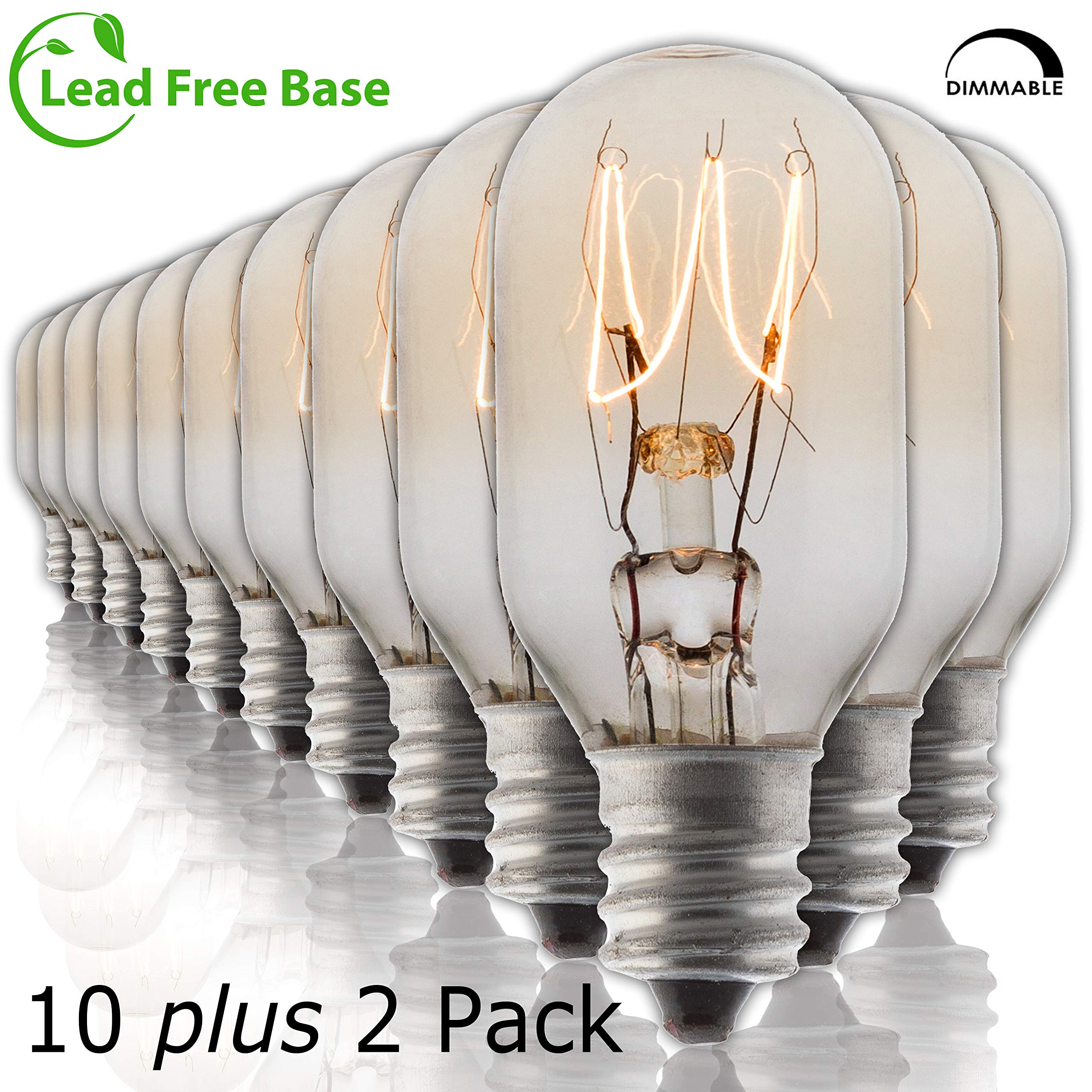 Salt Rock Lamp Bulb 12 Pack.15 Watt Replacement Bulbs for Himalayan Salt Lamps & Baskets, Scentsy Plug-in & Wax Warmers, Night Lights. Incandescent T20 E12 Socket, Clear