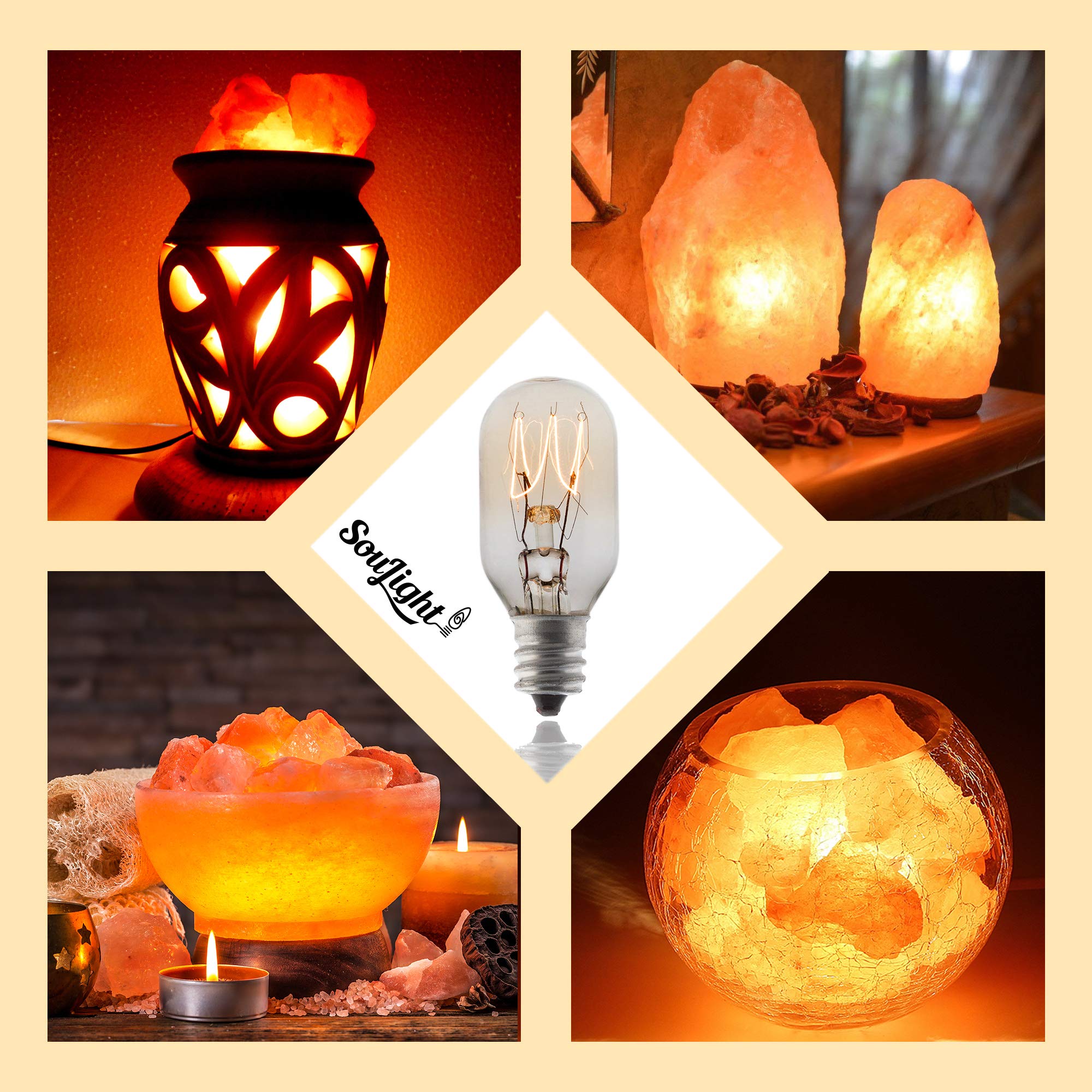 Salt Rock Lamp Bulb 12 Pack.15 Watt Replacement Bulbs for Himalayan Salt Lamps & Baskets, Scentsy Plug-in & Wax Warmers, Night Lights. Incandescent T20 E12 Socket, Clear