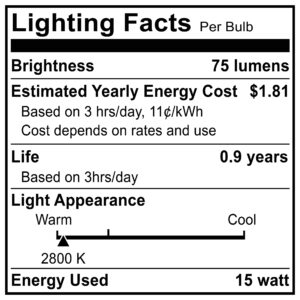 Salt Rock Lamp Bulb 15 Watt Replacement Bulbs for Himalayan Salt Lamps & Baskets, Chandeliers, Candle & Wax Warmers, Night Lights. E12 Socket, C7, Warm White – 8 Pack