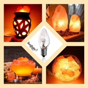 Salt Rock Lamp Bulb 15 Watt Replacement Bulbs for Himalayan Salt Lamps & Baskets, Chandeliers, Candle & Wax Warmers, Night Lights. E12 Socket, C7, Warm White – 8 Pack