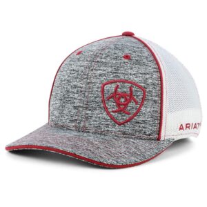 ariat embroidered shield flexfit cap heather/burgundy one size