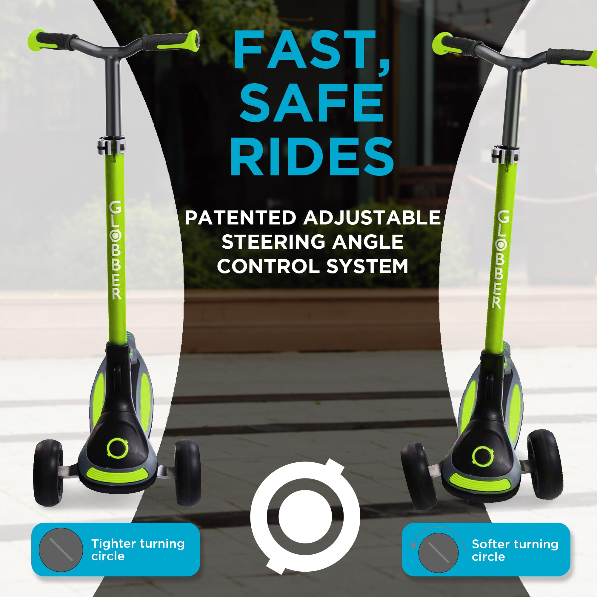 Globber Ultimum Scooter | 3-Wheel Kick Scooter for Adults & Kids 5+ | Foldable Kick Scooter with Safe, Non-Slip Deck & Premium Brakes (Lime Green)