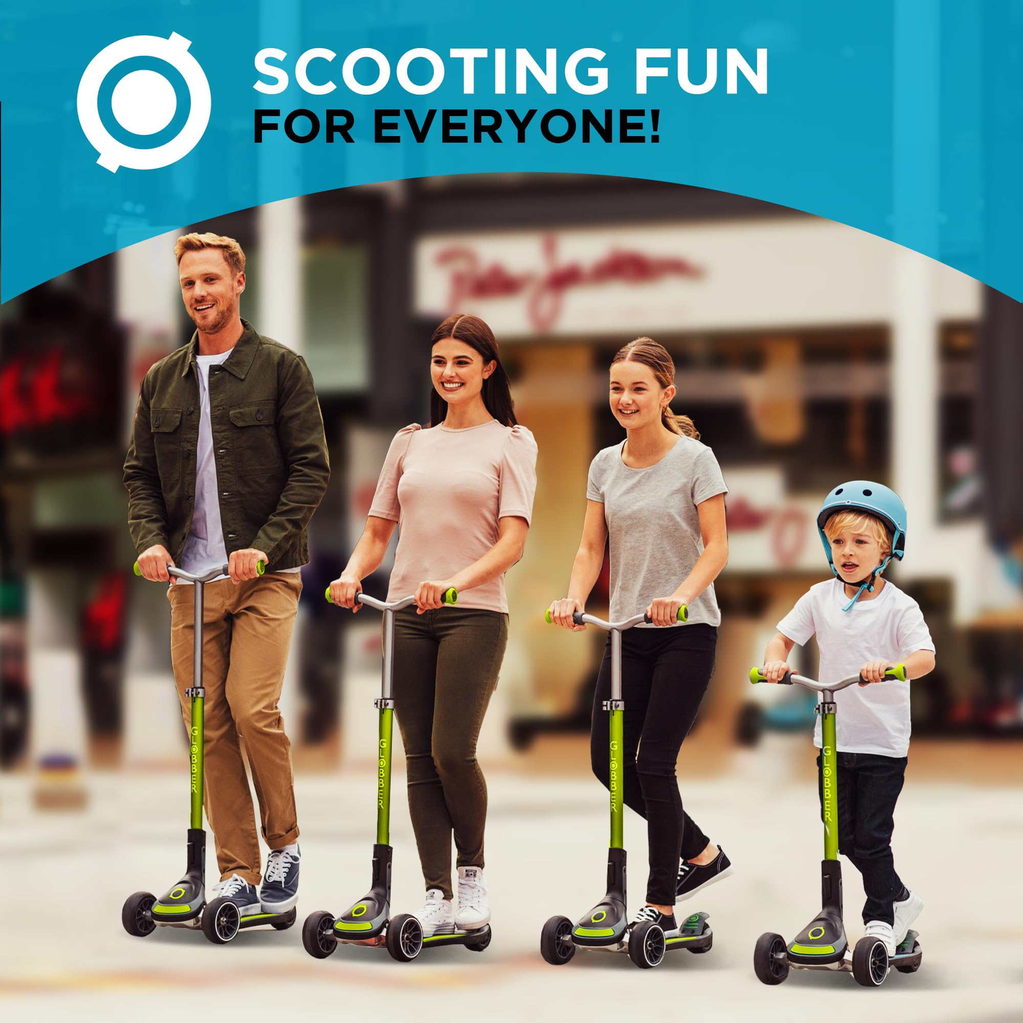 Globber Ultimum Scooter | 3-Wheel Kick Scooter for Adults & Kids 5+ | Foldable Kick Scooter with Safe, Non-Slip Deck & Premium Brakes (Lime Green)