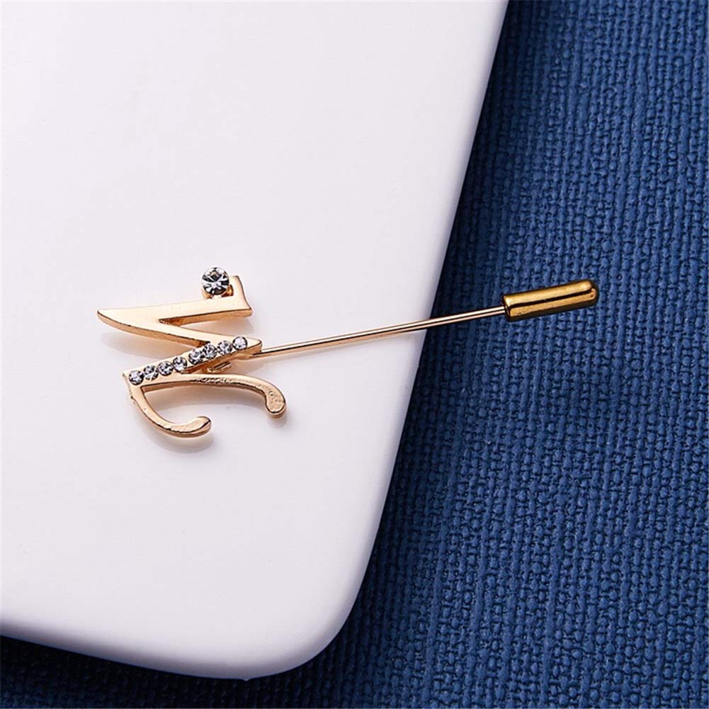 A to Z Initial 26 English Letters Brooch Pin, AILUOR Silver Plated Metal Clear AAA+ Crystal Suit Lapel Pin Brooches Collar Custom Monogram Letter Pins Jewelry Unisex (M)