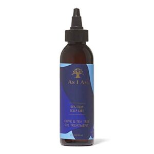 as am dry and itchy scalp care oil treatment - 4 ounce - enriched with salicylic acid, olive oil, and tea tree oil - fights dandruff, seborrheic dermatitis, and psoriasis, blue