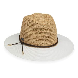 wallaroo hat company – women’s laguna fedora – wide brim natural fiber with adjustable sizing for medium crown sizes – trendy and chic sun hat for casual all-season sun protection (natural/white)