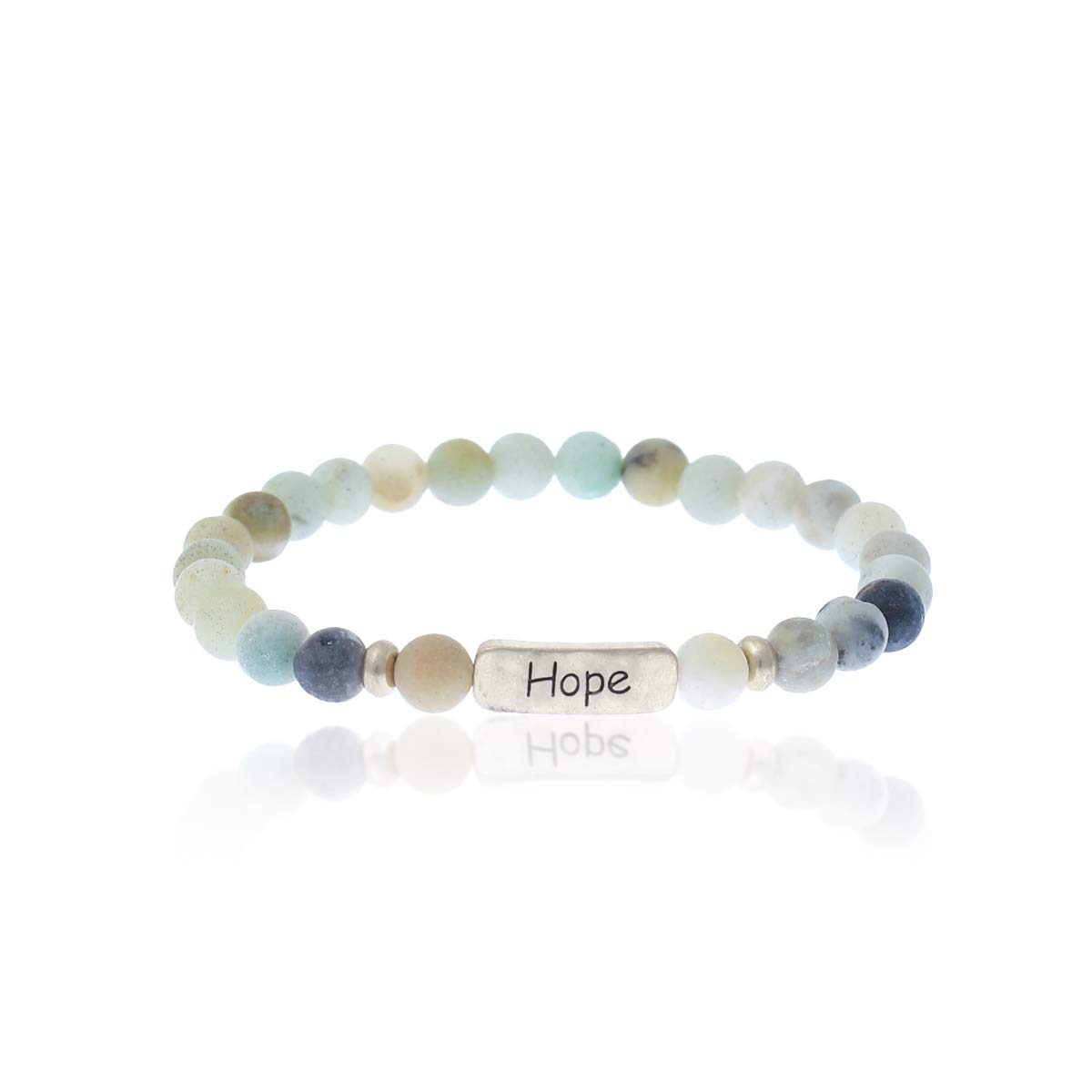 NTLX Christian Bracelets for Women – Hope Bracelet – Natural Stone Stretch Prayer Bracelet – Inspirational Message Jewelry - Great Gift (Light-Multi Turquoise)