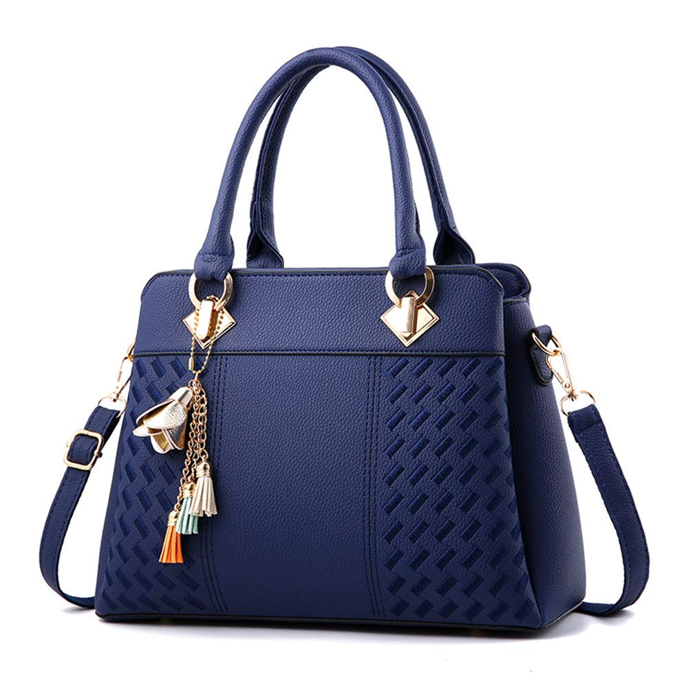 Women Purses Satchel Handbags Ladies Designer Top Handle Tote Bag PU Leather Bag Blue