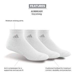 adidas Women's Cushioned Quarter Socks (3-Pair), White/Clear Onix Grey, Medium