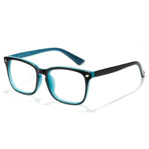 cyxus blue light glasses men women reduce eye strain uv blocking for computer screen （8082t54 outer black inner blue）