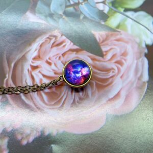 Galaxy Pendant Necklaces Nebula Double Sided Outer Space Glass Planet Necklace for Women Men Earth Globe Universe Jewelry Christmas Gifts 7