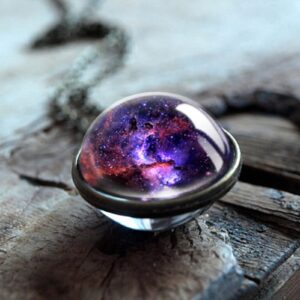 Galaxy Pendant Necklaces Nebula Double Sided Outer Space Glass Planet Necklace for Women Men Earth Globe Universe Jewelry Christmas Gifts 7