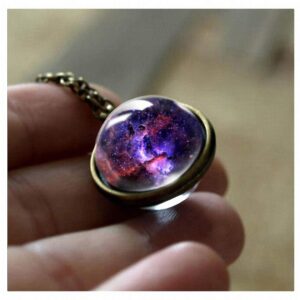 Galaxy Pendant Necklaces Nebula Double Sided Outer Space Glass Planet Necklace for Women Men Earth Globe Universe Jewelry Christmas Gifts 7