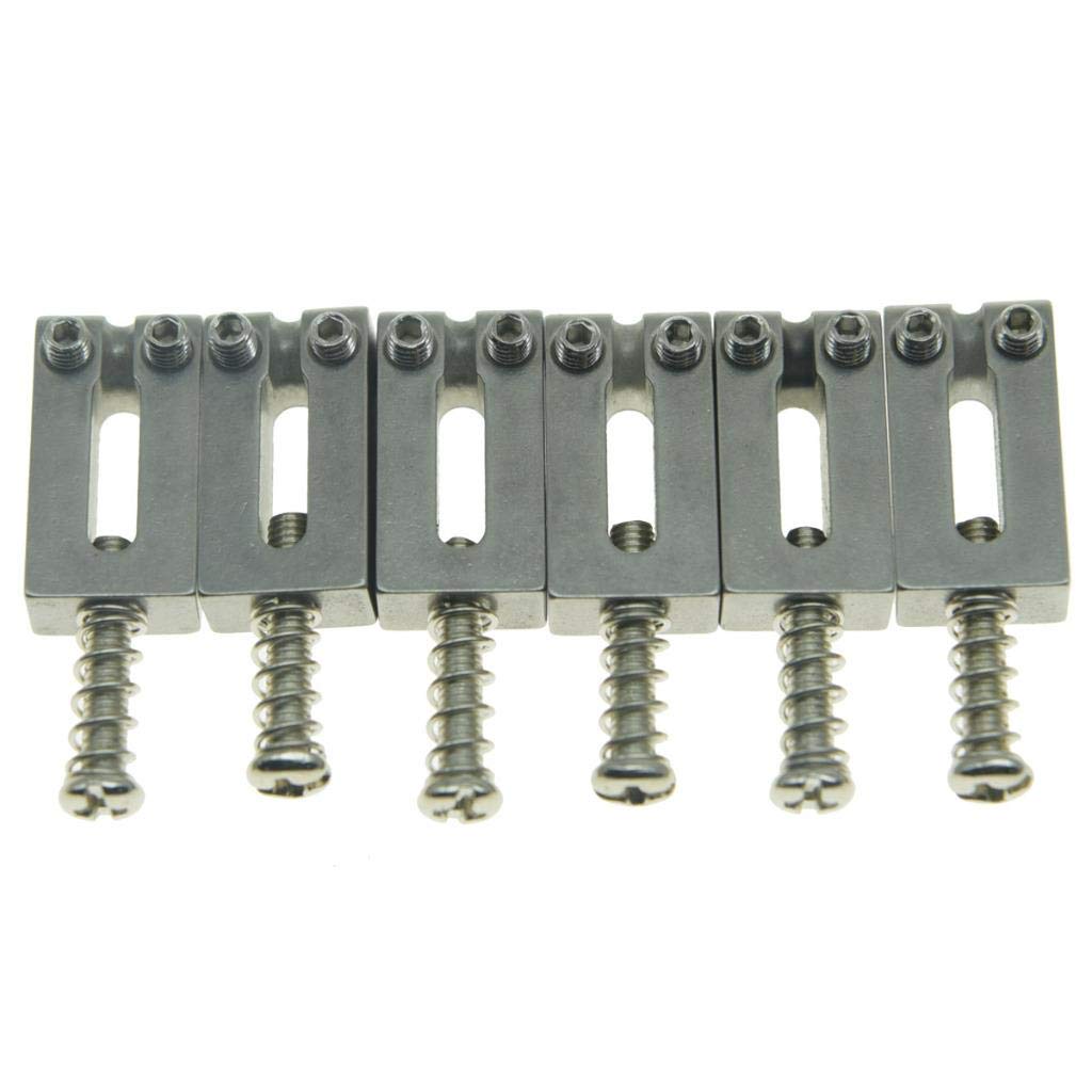 Dopro Pack of 6 Stainless Steel Guitar Saddles Bridge Saddle 10.5mm with Nickel Screws for Strat Tele 6 String Guitar