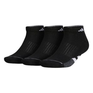 adidas men's cushioned low cut socks (3-pair), black/white/onix grey, large