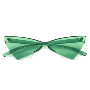 olin triangle thick rimless sunglasses one piece colored transparent glasses for women and men, green