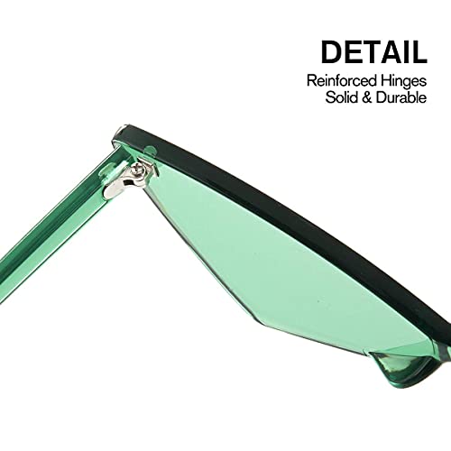 OLIN Triangle Thick Rimless Sunglasses One Piece Colored Transparent glasses For Women and Men, Green